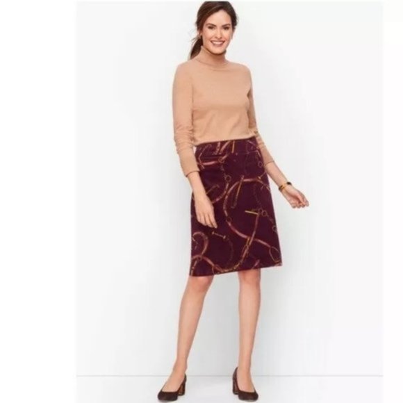 Talbots | Skirts | Nwt Talbots Equestrian Print Corduroy Aline Skirt 6 ...